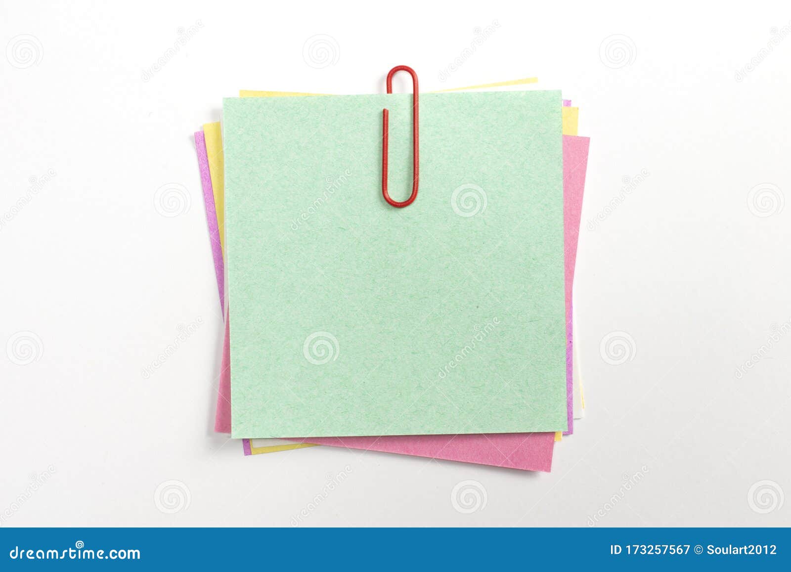 Colorful Note Paper Pin with Red Paper Clips and Isolated on White ...