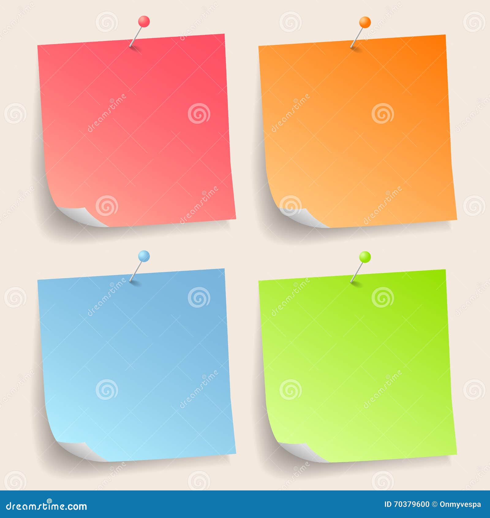 Colorful Note Paper with Pin, Vector Illustration Stock Vector ...