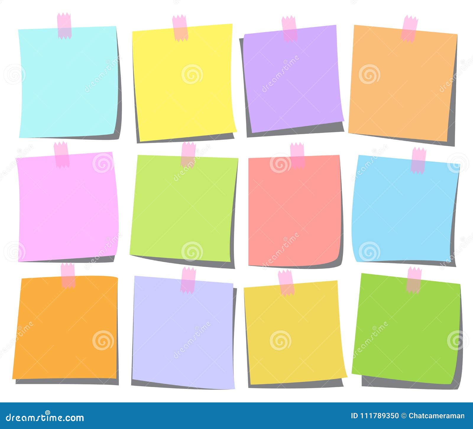 Colorful note paper stock vector. Illustration of adhesive - 111789350