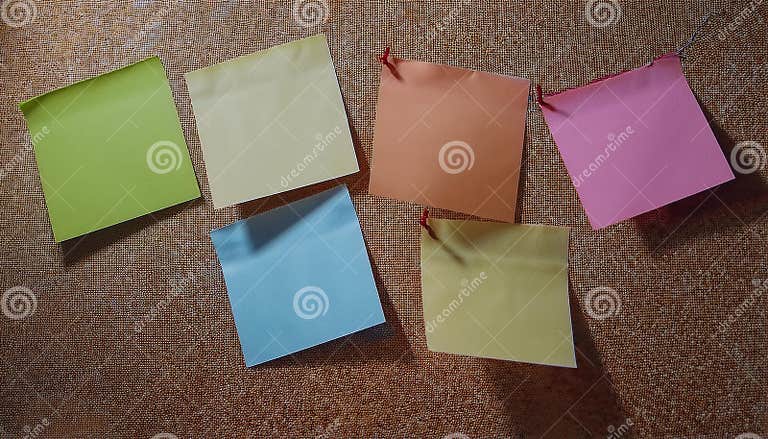 Colorful Note Papers. Post it Notes on Cork Board Stock Illustration ...