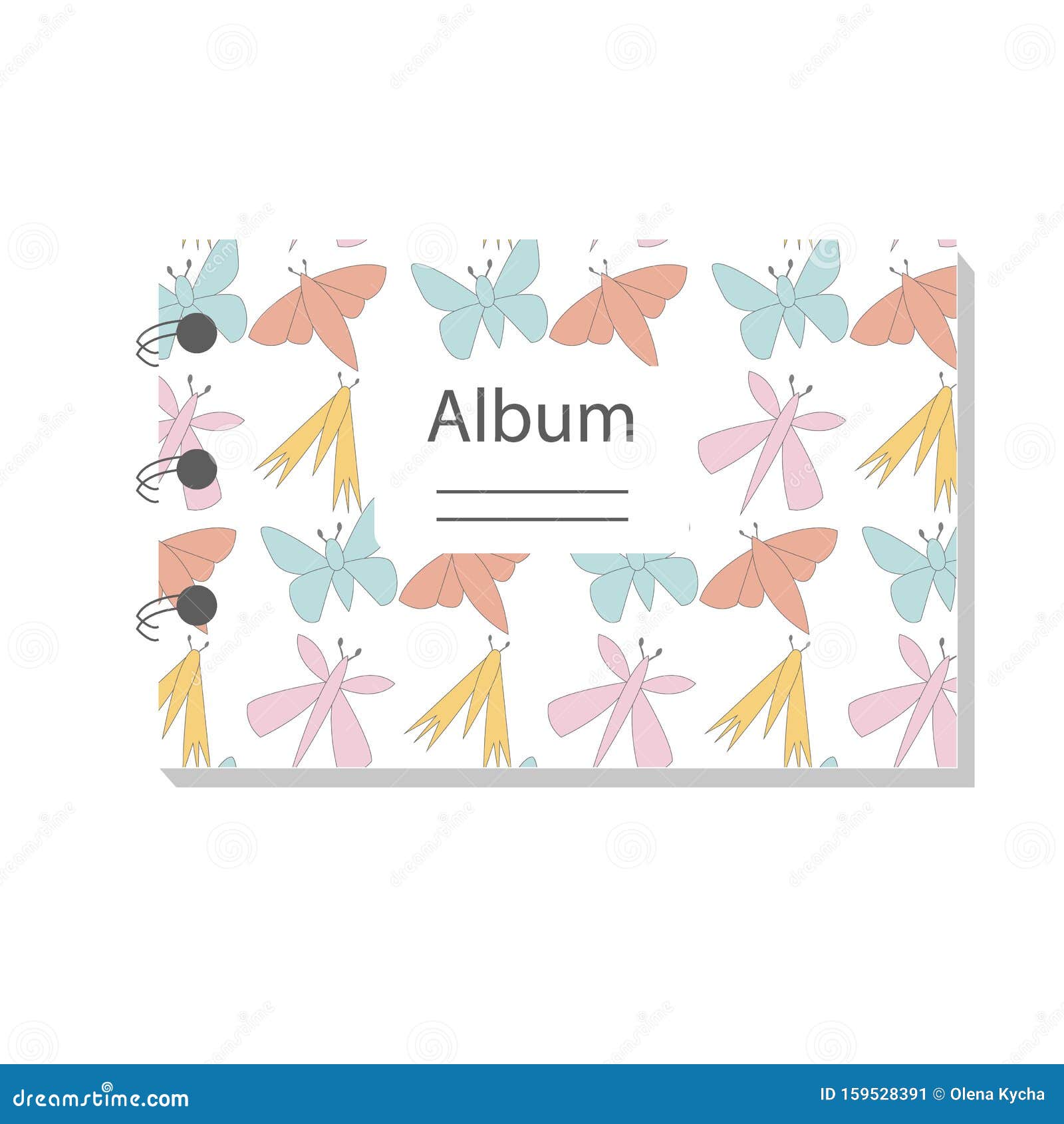 Colorful Notebook with Butterfly Pattern, Simple Design. Modern ...