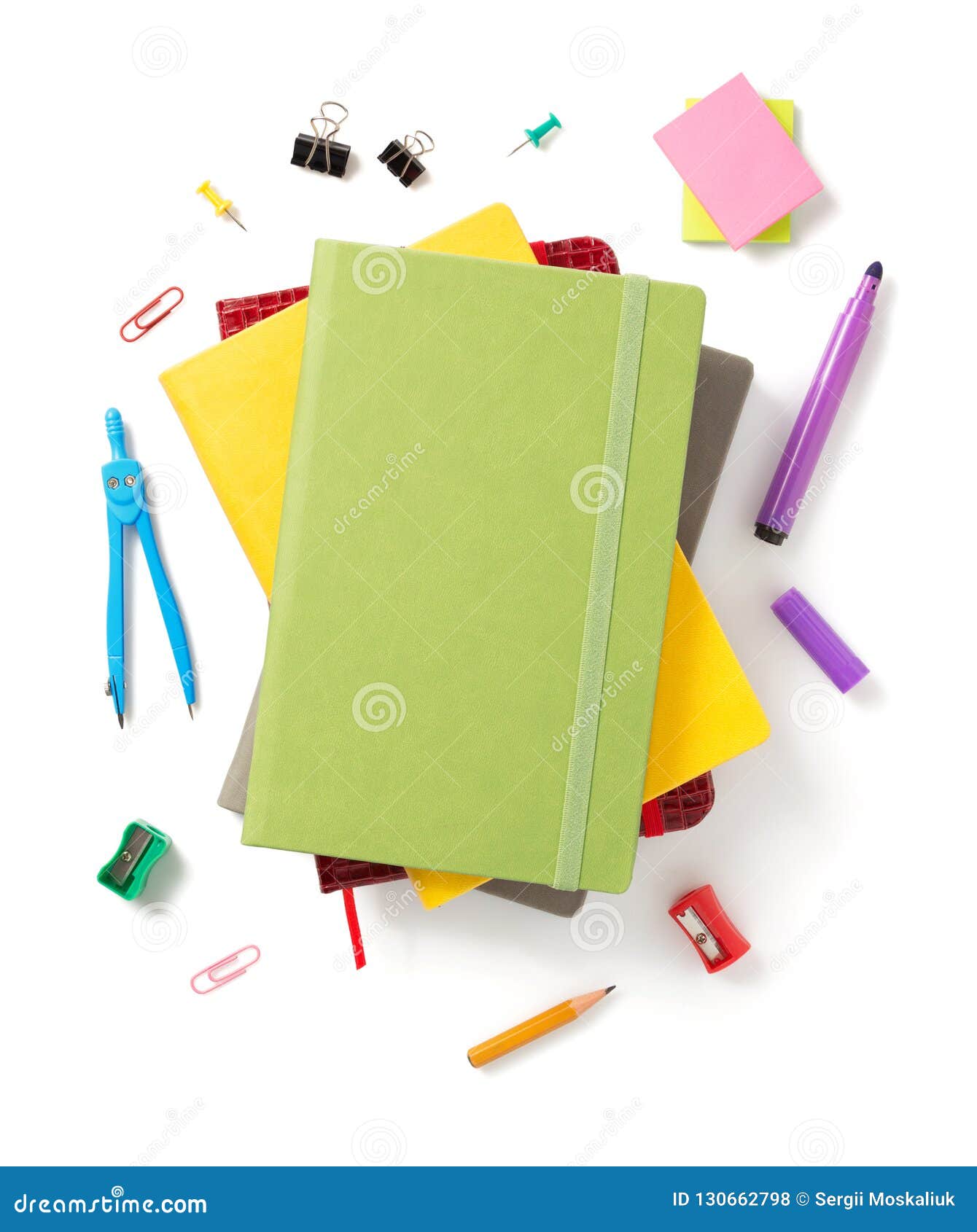 Colorful Notebook at White Background Stock Photo - Image of compasses ...