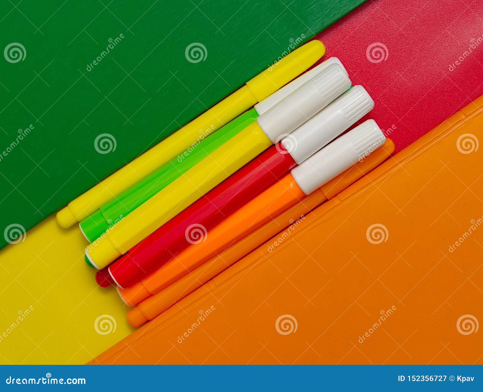 Colorful Notebooks and Markers Stock Image - Image of childhood ...