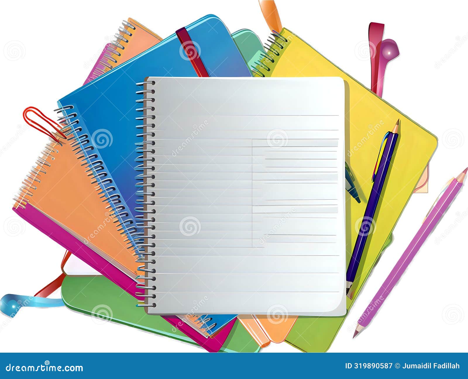 Colorful Notebooks Stacked for Back To School Supplies Isolated on ... Colorful Notebooks Stacked for Back To School Supplies Isolated on ...