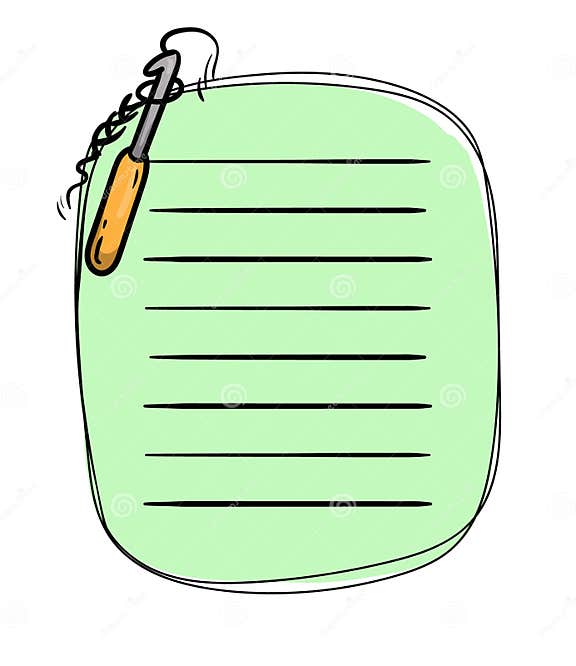 Colorful Notepad Page Template. Vector Illustration of a Crochet Hook ...