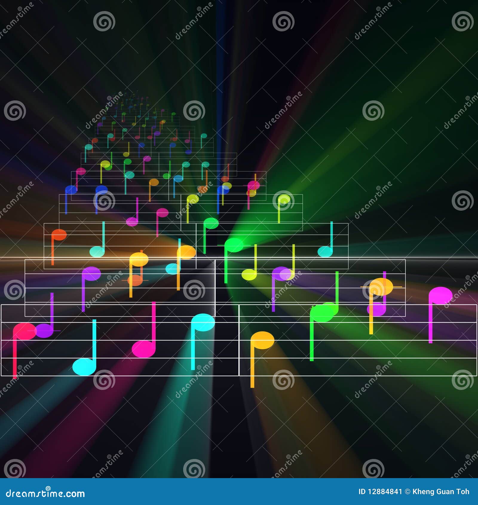 Colorful Notes Sheet Music Glowing Stock Illustration - Illustration of ...