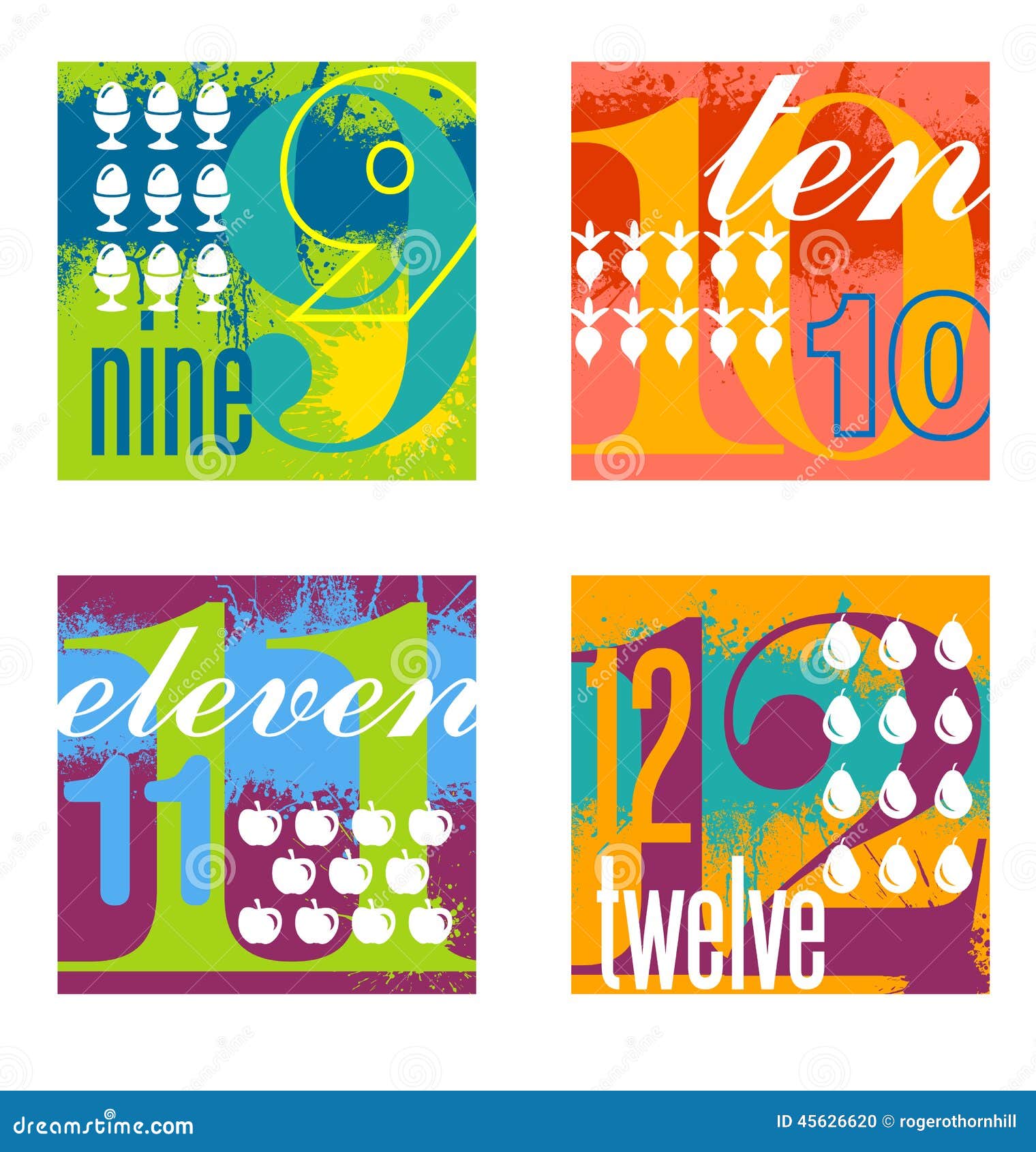 Colorful Number Designs Set 3 Stock Vector - Illustration of painting ...
