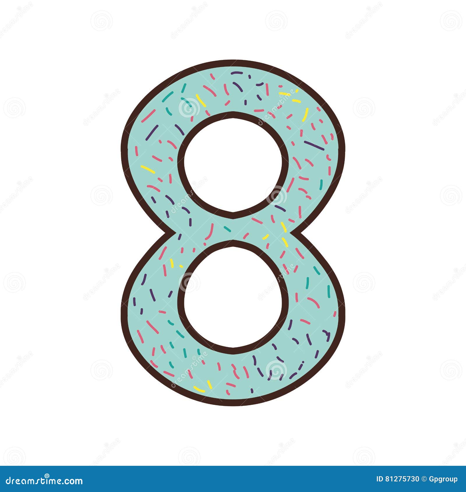 Colorful Number Eight Design with Sparks Stock Illustration ...