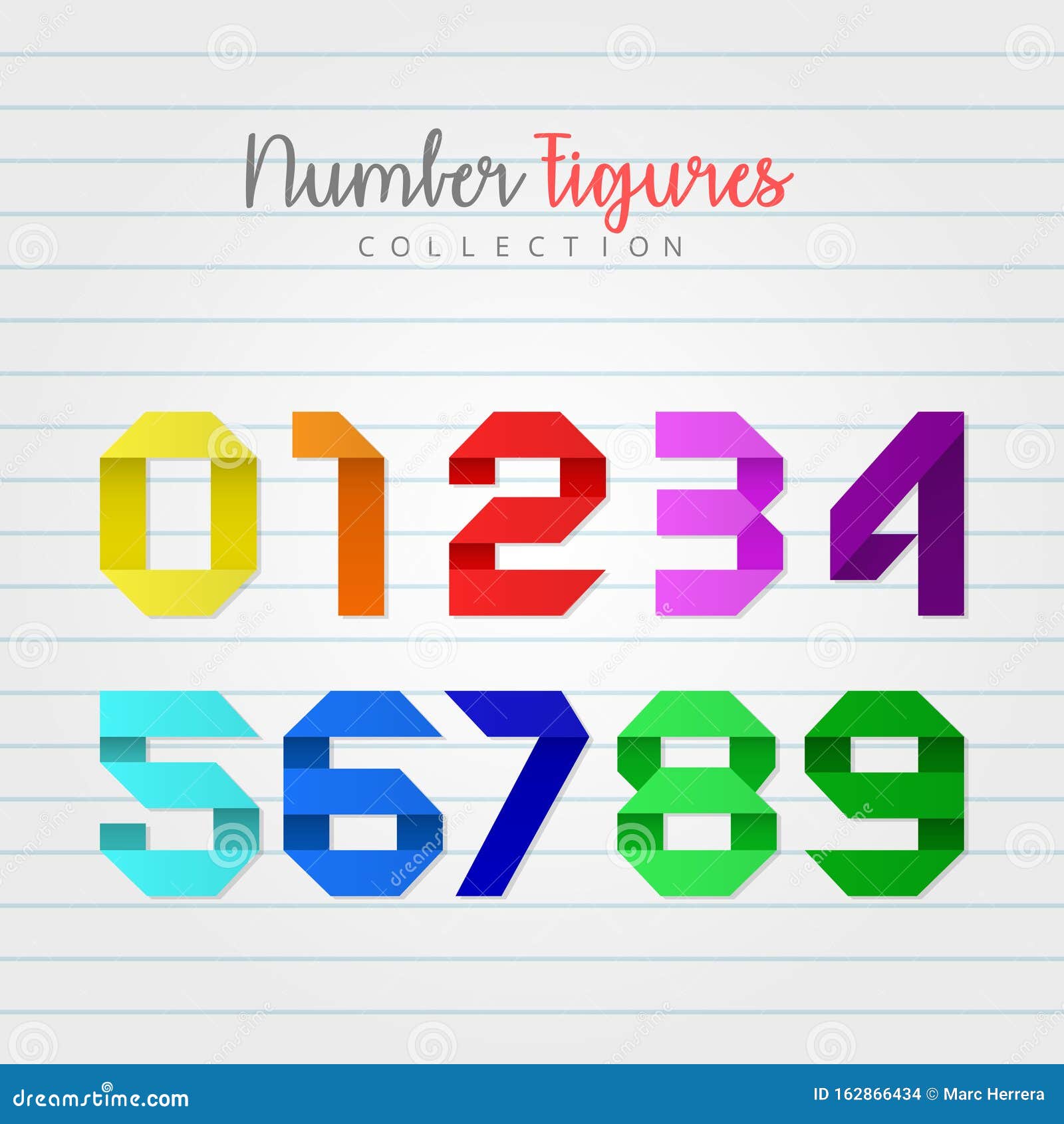 Colorful Number Figures Vector Set Stock Illustration - Illustration of ...