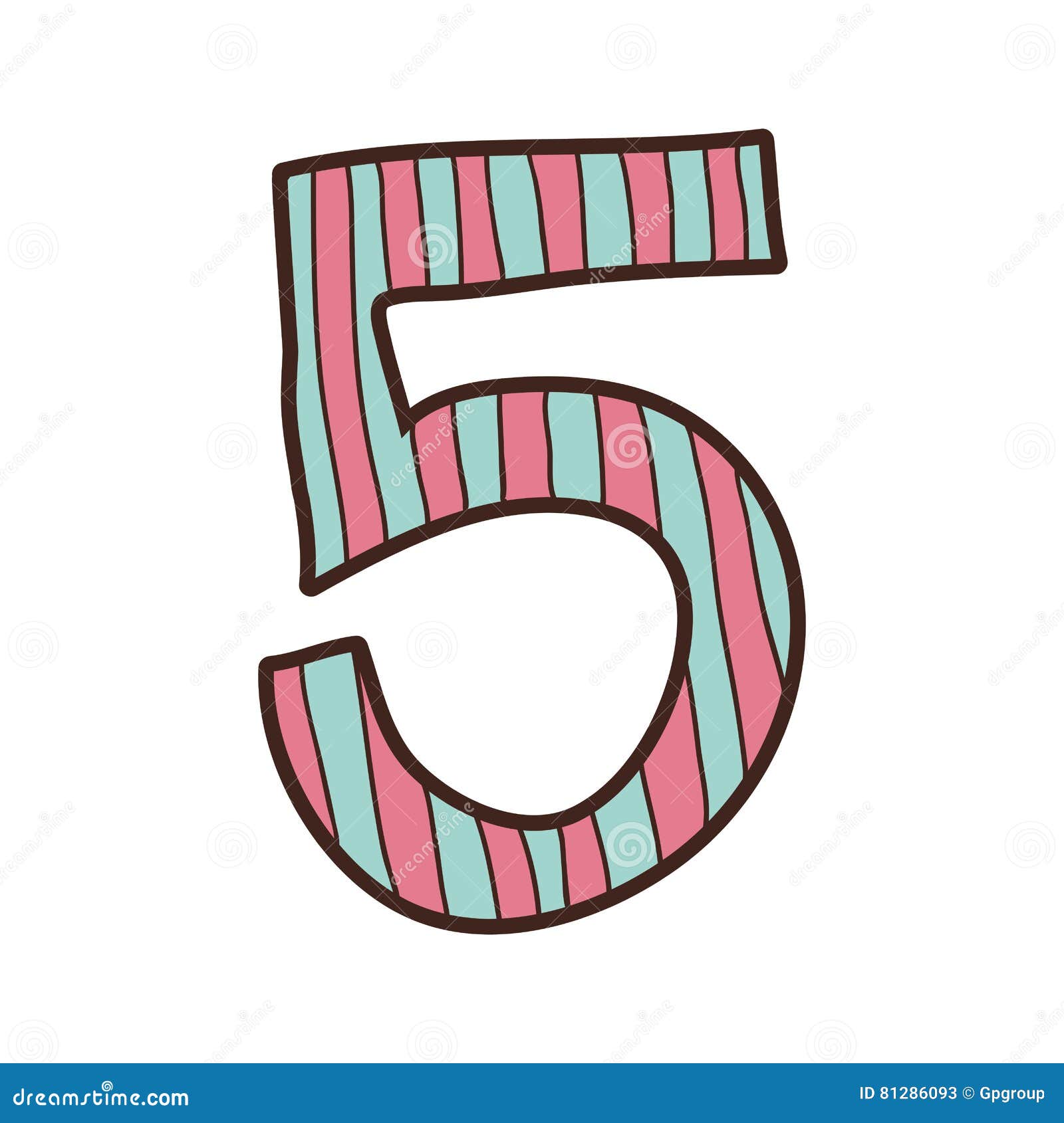 Colorful Number Five Design Over Striped Stock Illustrations – 3 ...