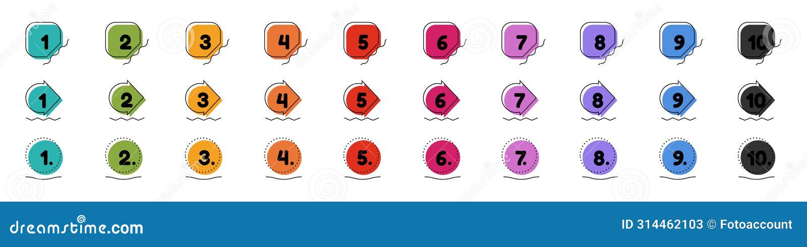 Colorful Number Icons Set - Simple Flat Vector Illustrations Isolated ...