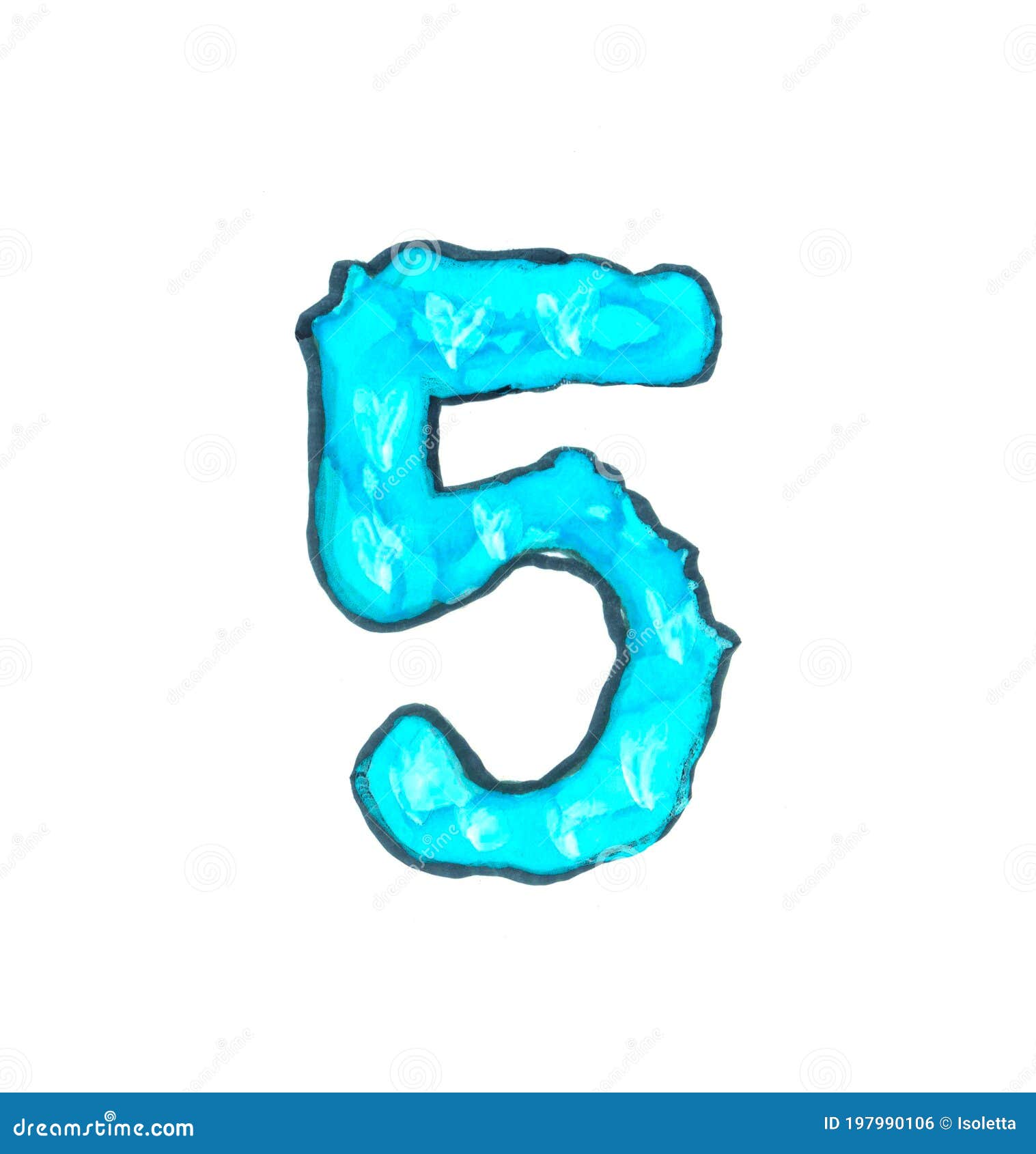 Colorful Number Painted with Alcohol Ink on White Background Stock ...