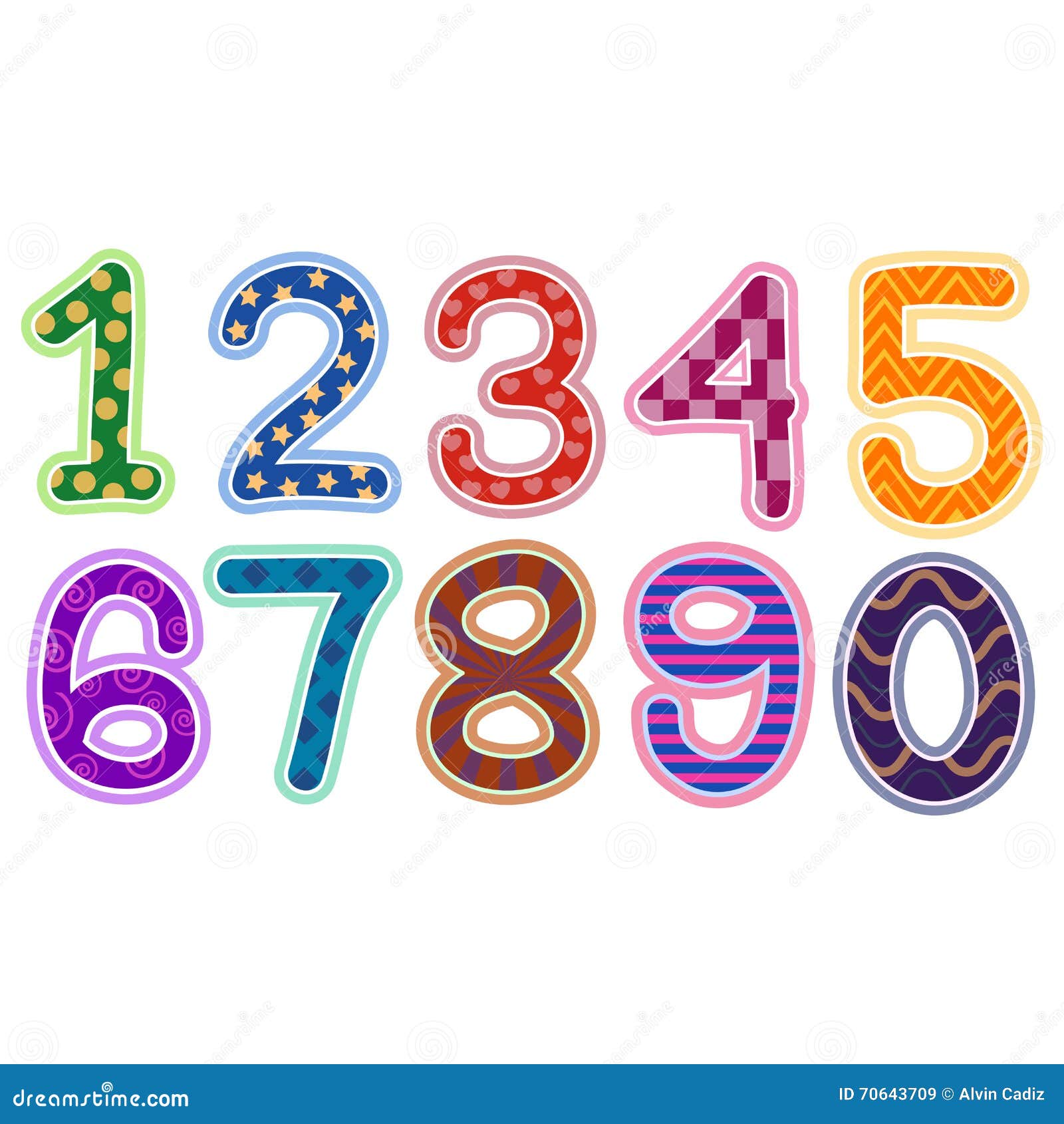 Colorful Number Set with Pattern and Texture Stock Vector ...