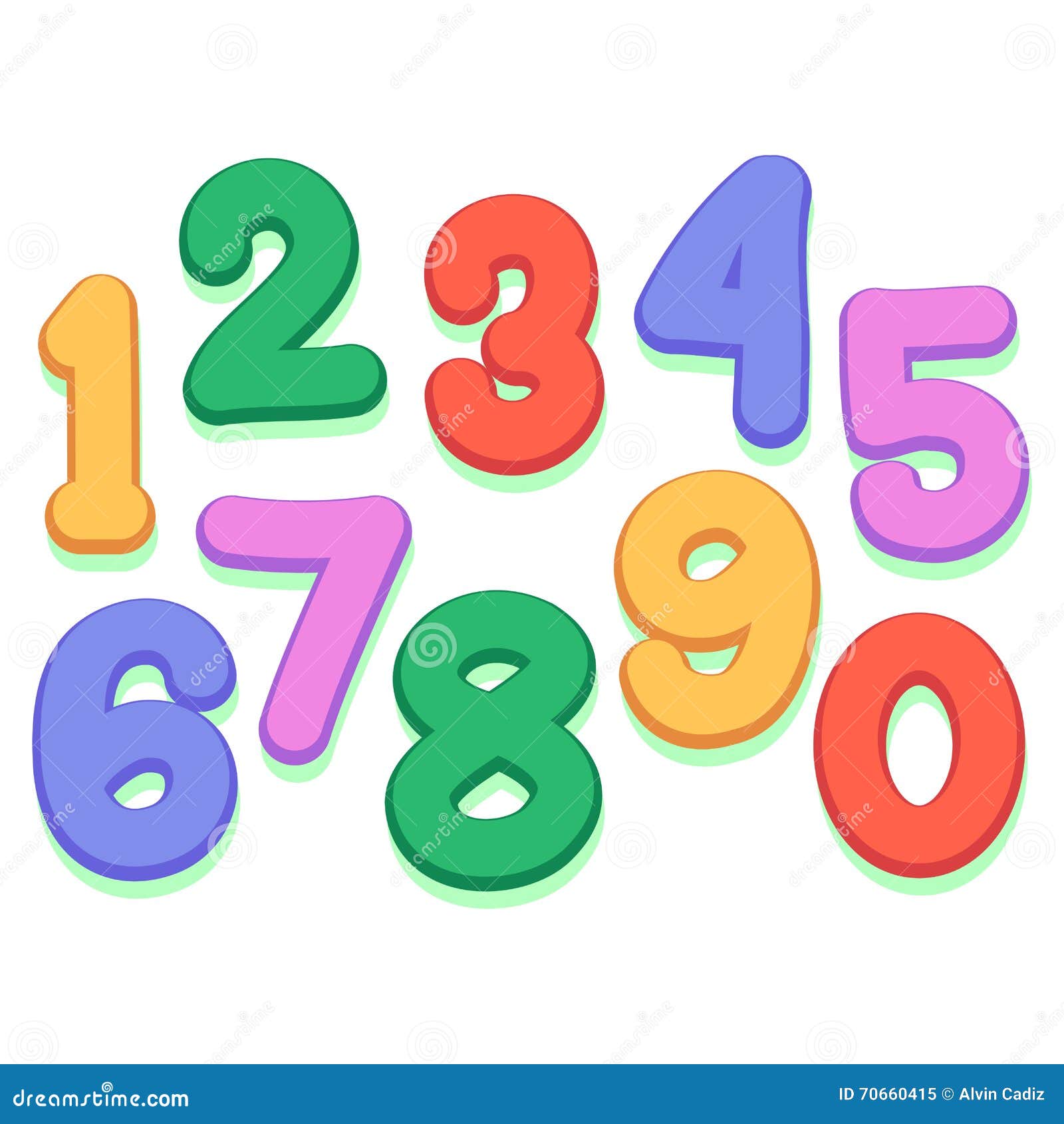 Colorful Number Set stock vector. Illustration of cartoon - 70660415