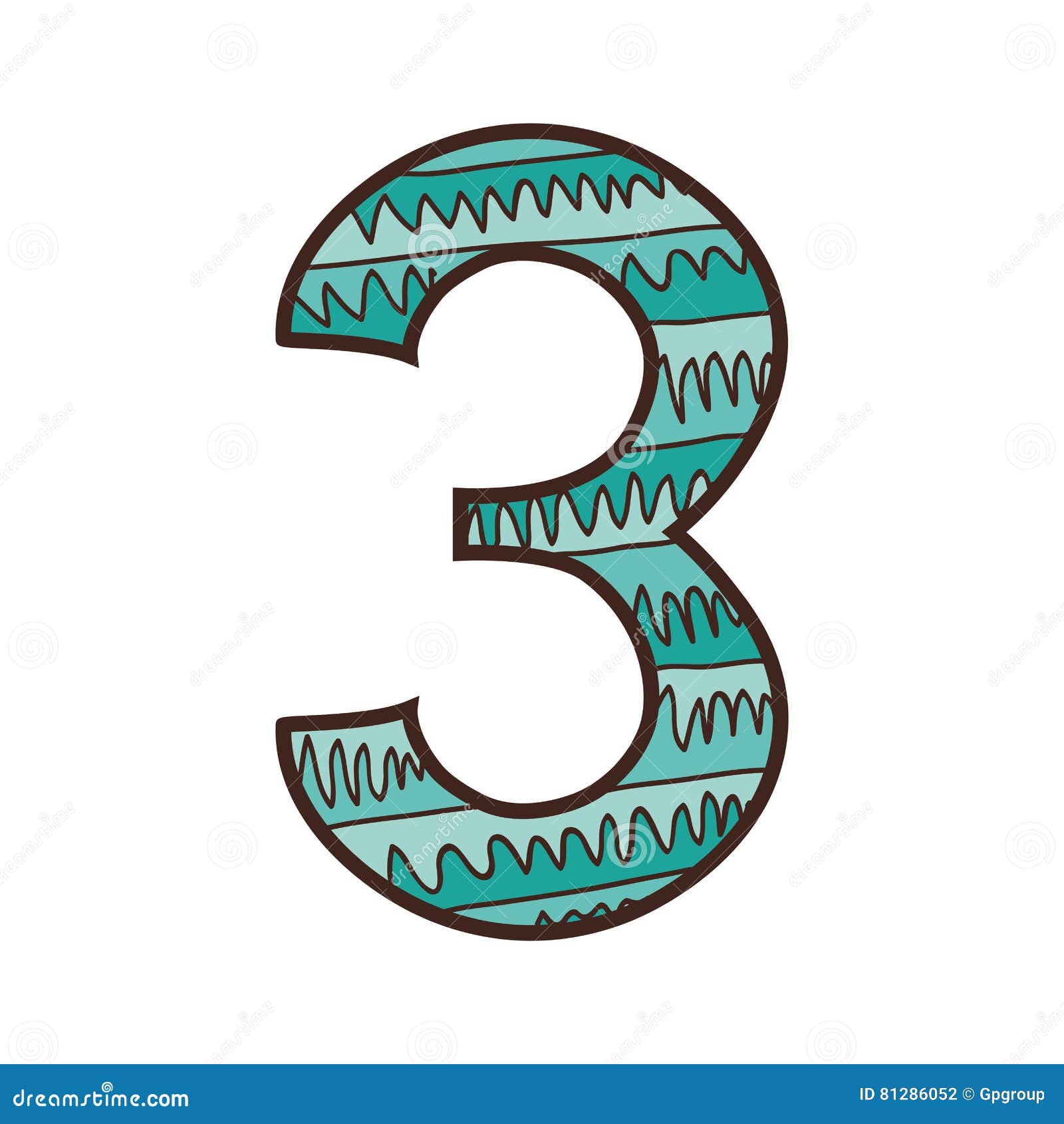 Colorful Number Three Design Over Striped and Lines Stock Illustration ...