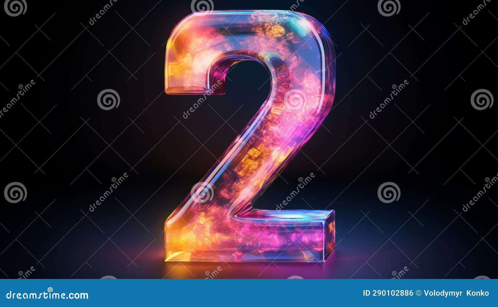 A Colorful Number Two Made Up of Lights. Generative Ai Stock Photo ...