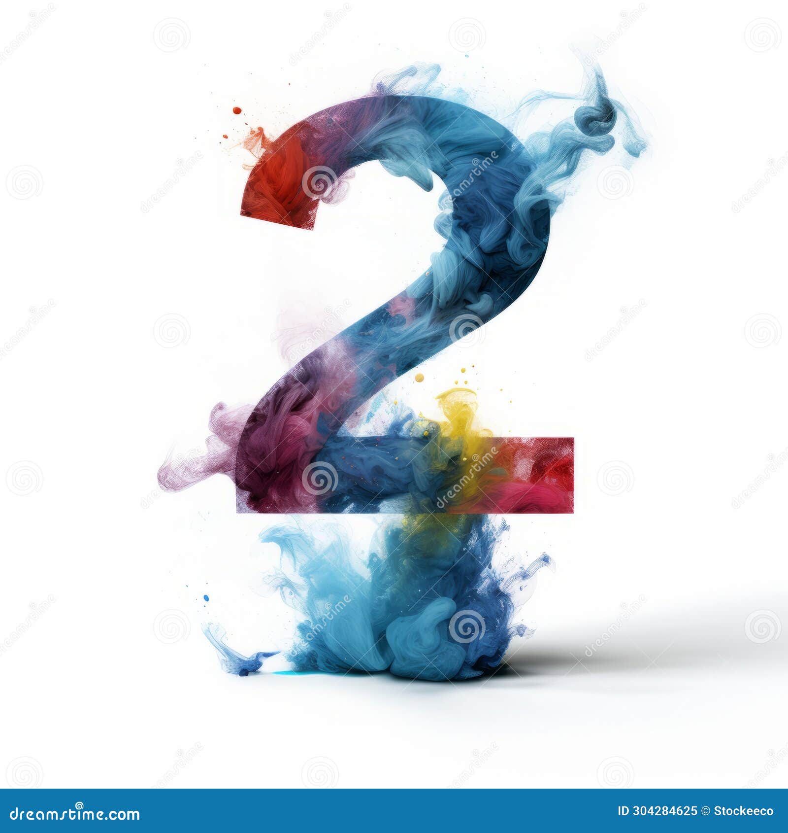Colorful Number Two with Smoke - Realistic Forms and Dynamic Mark ...