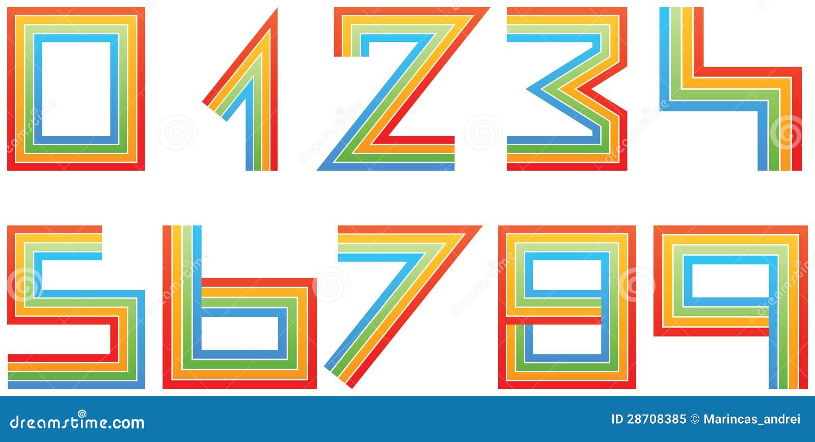 Colorful numbers stock vector. Illustration of letter - 28708385