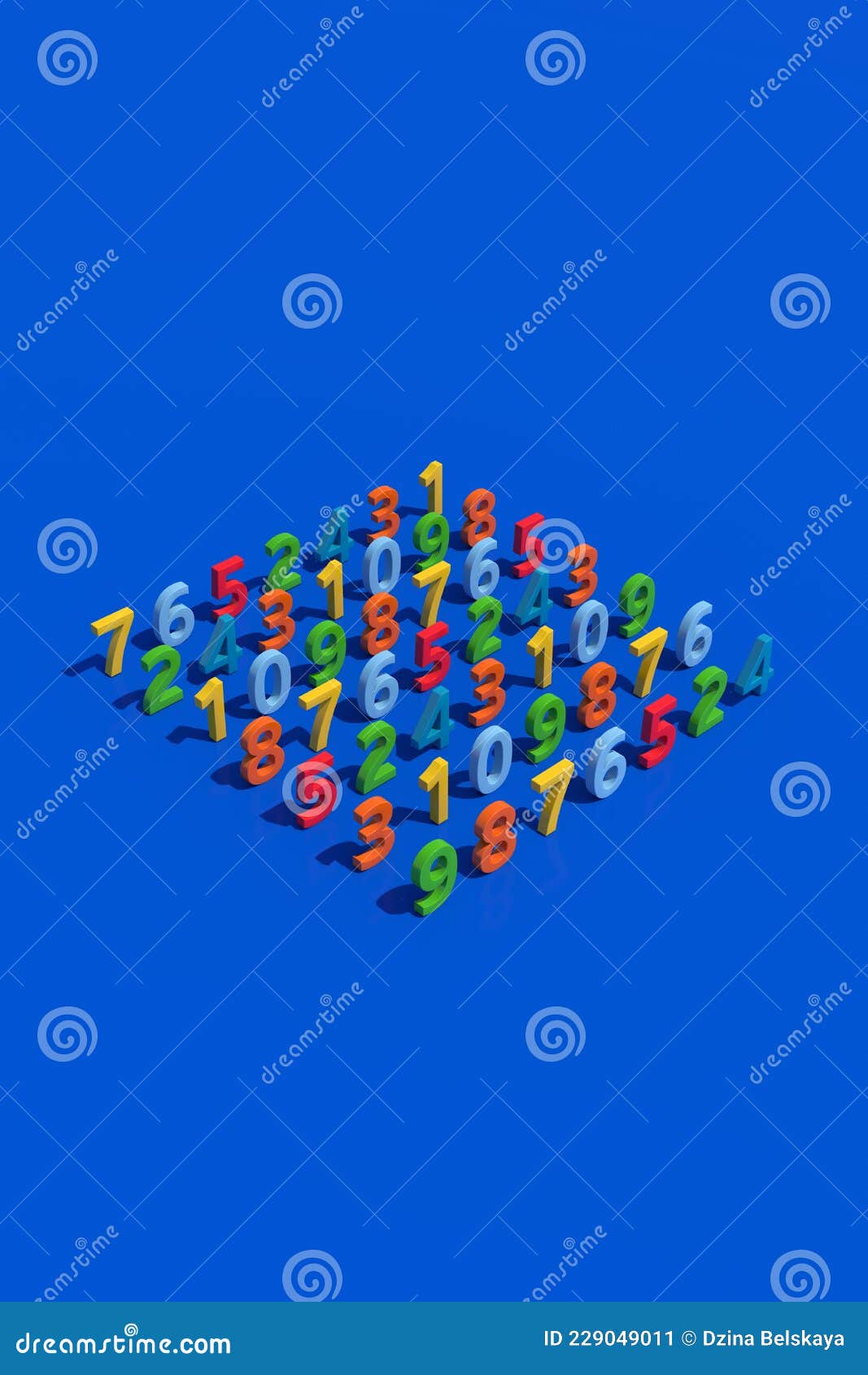 Colorful Numbers. Blue Background, Abstract Illustration, 3d Render ...
