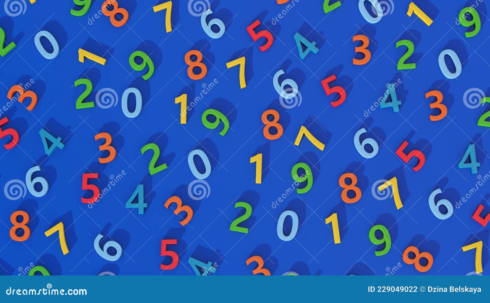 Colorful Numbers. Blue Background, Abstract Illustration, 3d Render ...