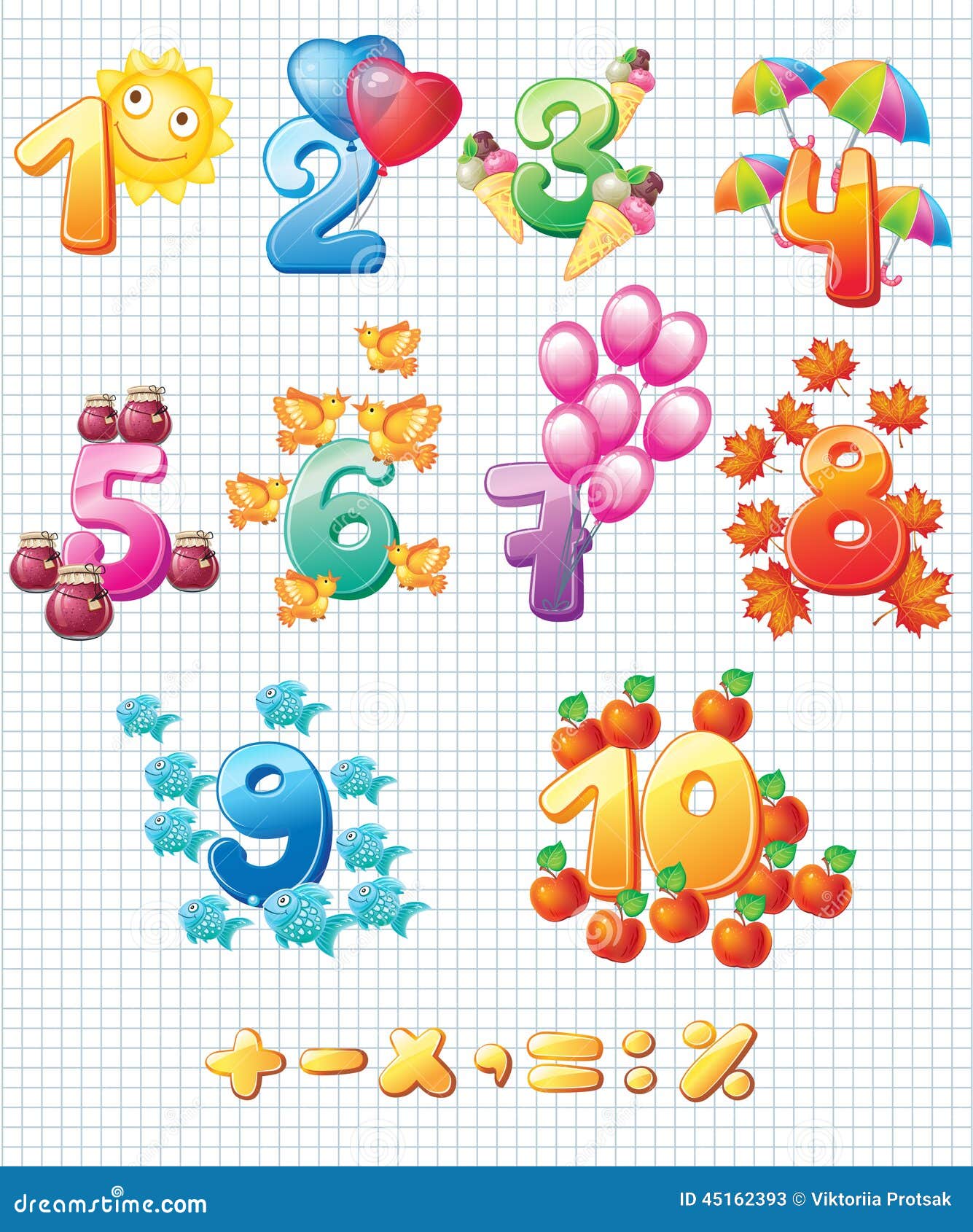 Colorful Numbers for Children Stock Vector - Illustration of funny ...