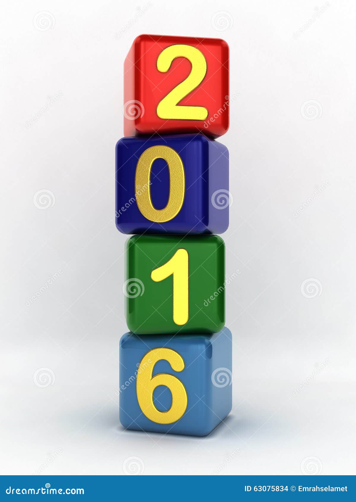 Colorful Numbers Cubes 2016 Stock Illustration - Illustration of blue ...