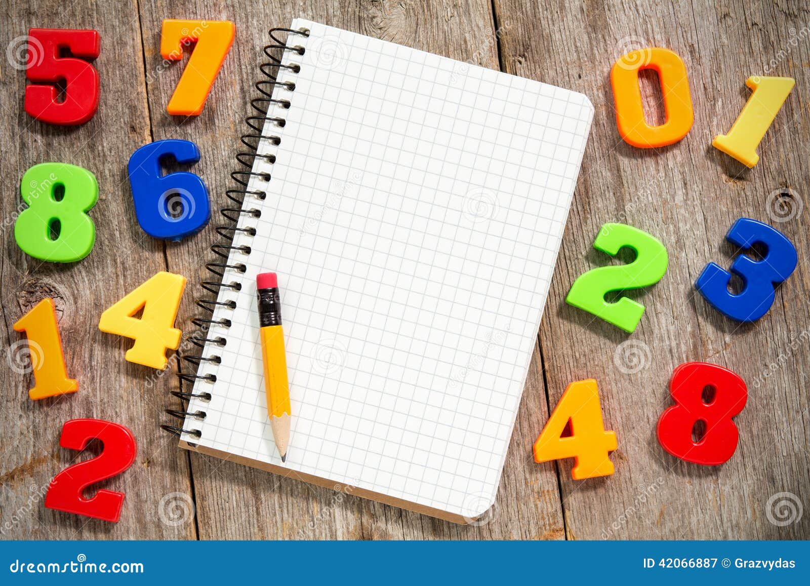 Colorful Numbers and Empty Notebook Stock Image - Image of magnet ...