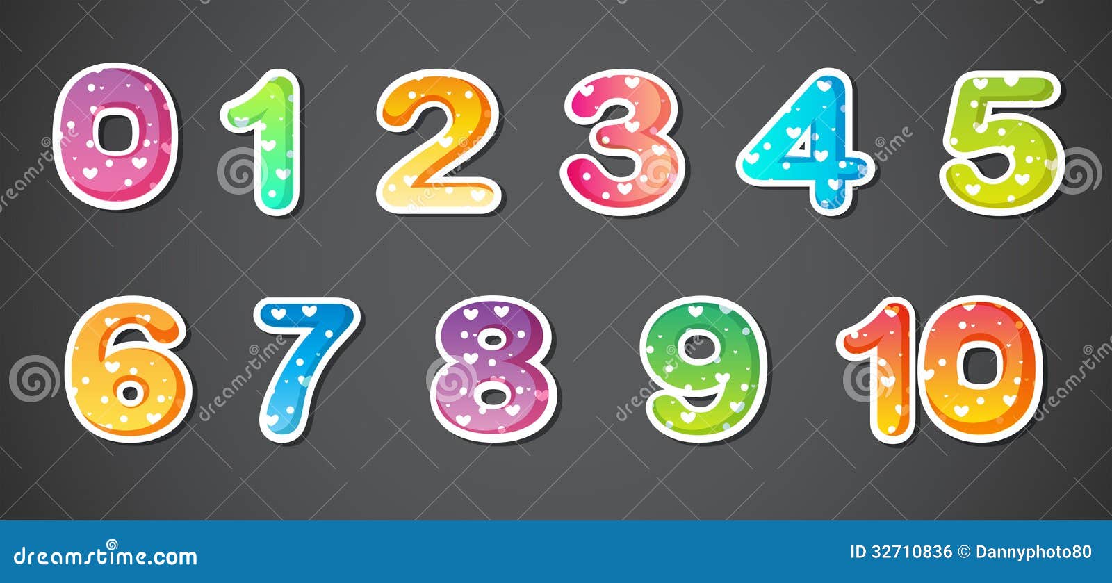 Colorful numbers stock vector. Illustration of nine, gray - 32710836