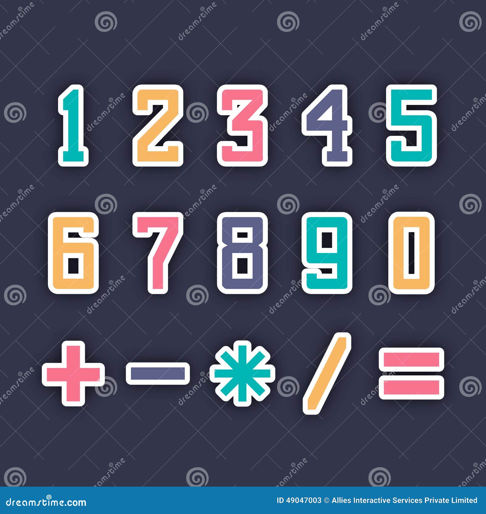 Colorful Numbers and Maths Symbol. Stock Illustration - Illustration of ...