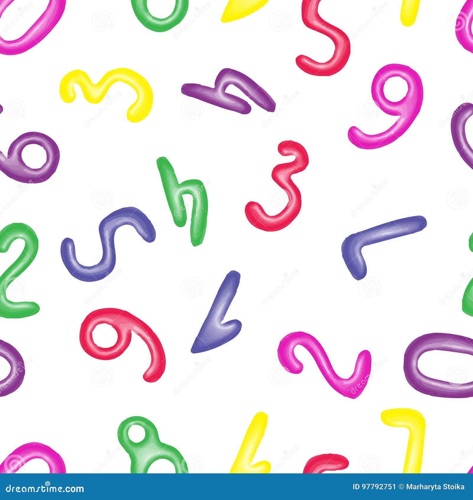 Colorful Numbers from Modeling Clay. Seamless Pattern with Numeral ...
