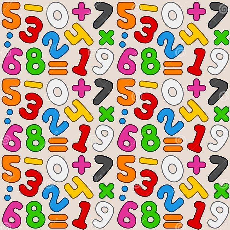 Colorful Numbers Seamless Pattern Stock Vector - Illustration of ...