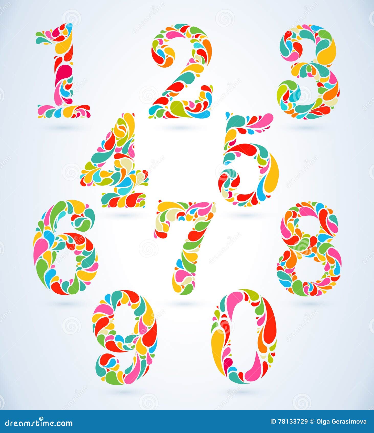 Colorful Numbers Set Vector Illustration on White Background Stock ... Colorful Numbers Set Vector Illustration on White Background Stock ...