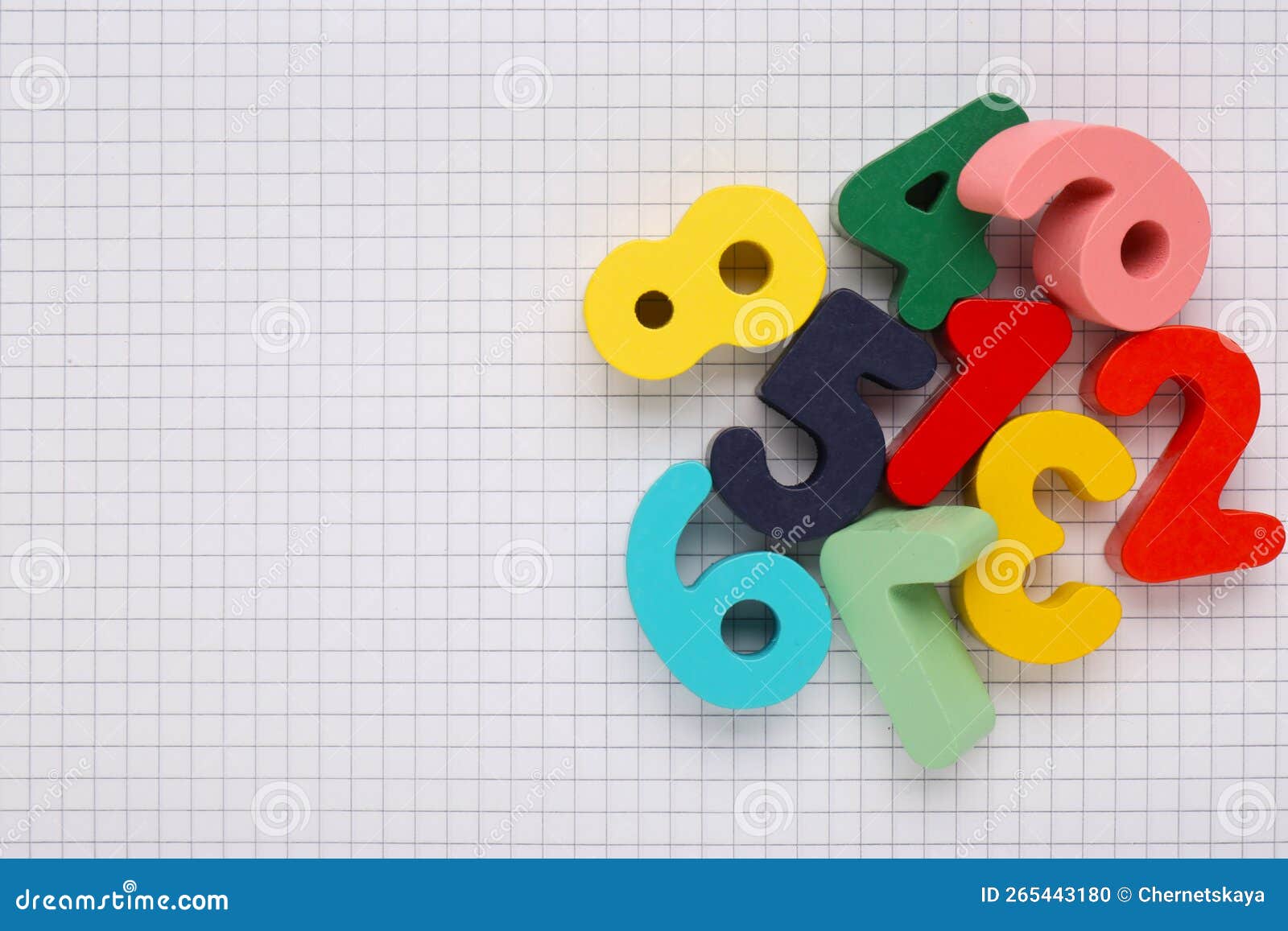 Colorful Numbers on Sheet of Grid Paper, Flat Lay. Space for Text Stock ...
