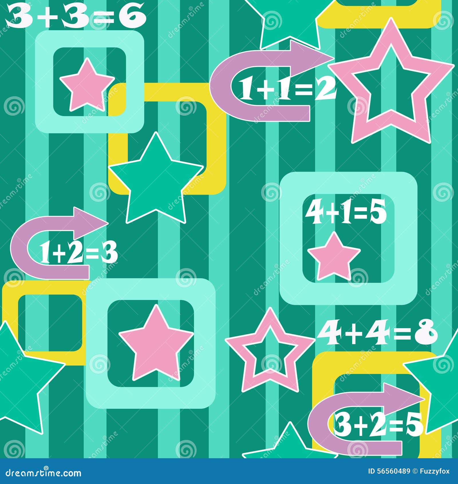 Colorful Numbers and Stars Kids Background Seamless Pattern Stock ...