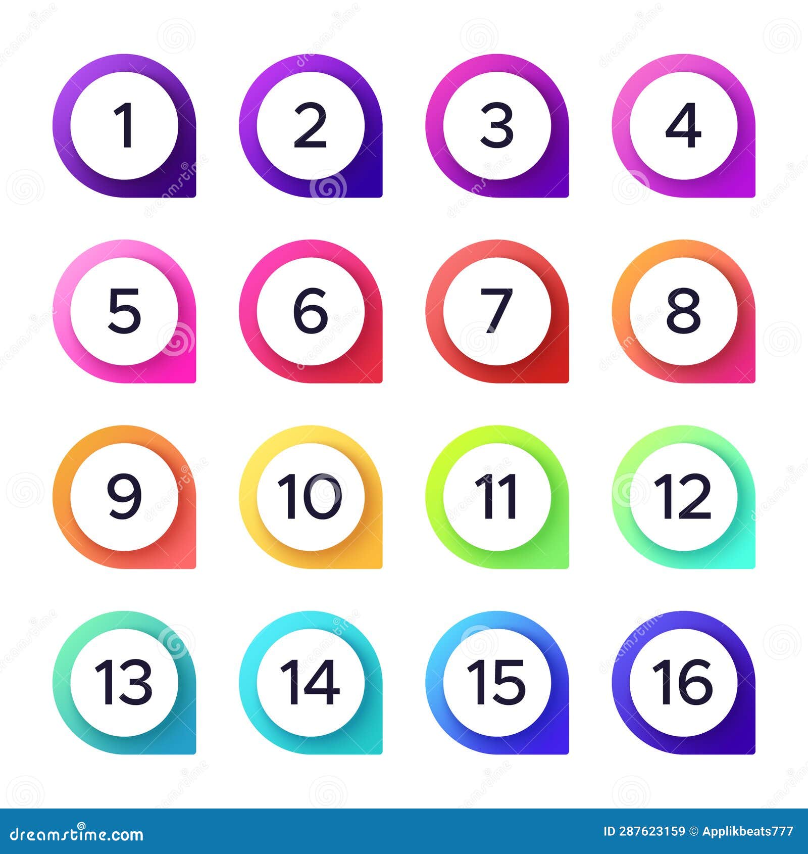 Colorful Numbers. Vector Set of Number Pointer Stock Image - Image of ...