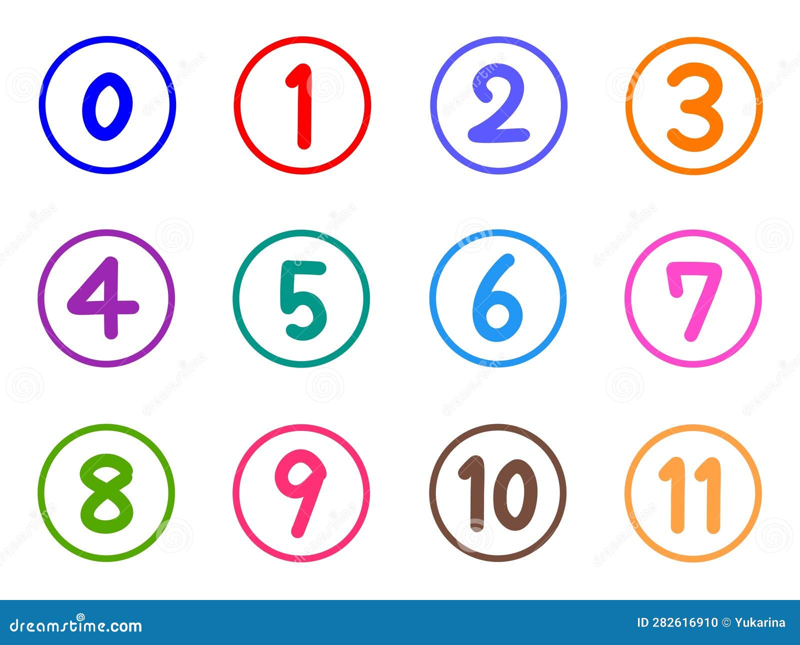 A Set of Numbers in Different Colours Stock Photo - Illustration of ...