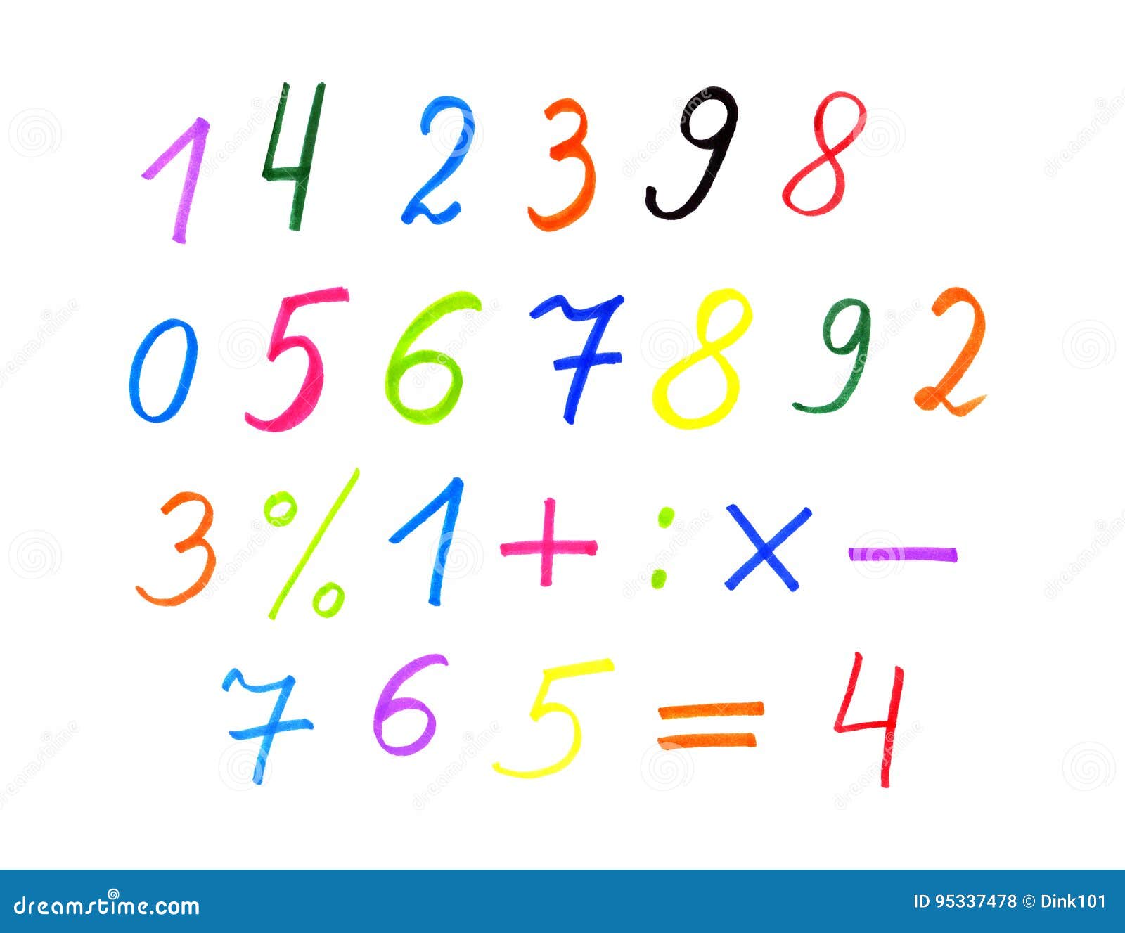 Colorful Numerals and Symbols Stock Illustration - Illustration of icon ...