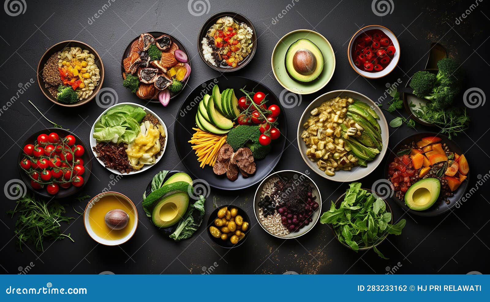 Colorful and Nutritious Meals for a Balanced Diet. Generative Ai Stock ...