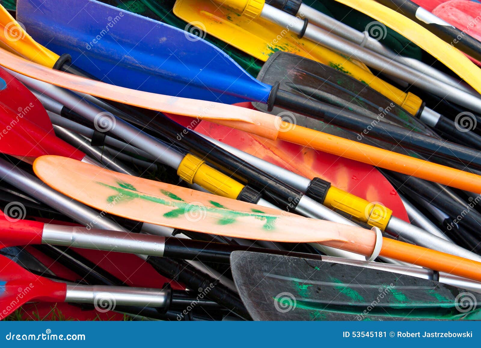 Colorful oars stock image. Image of yellow, paddles, recreational ...