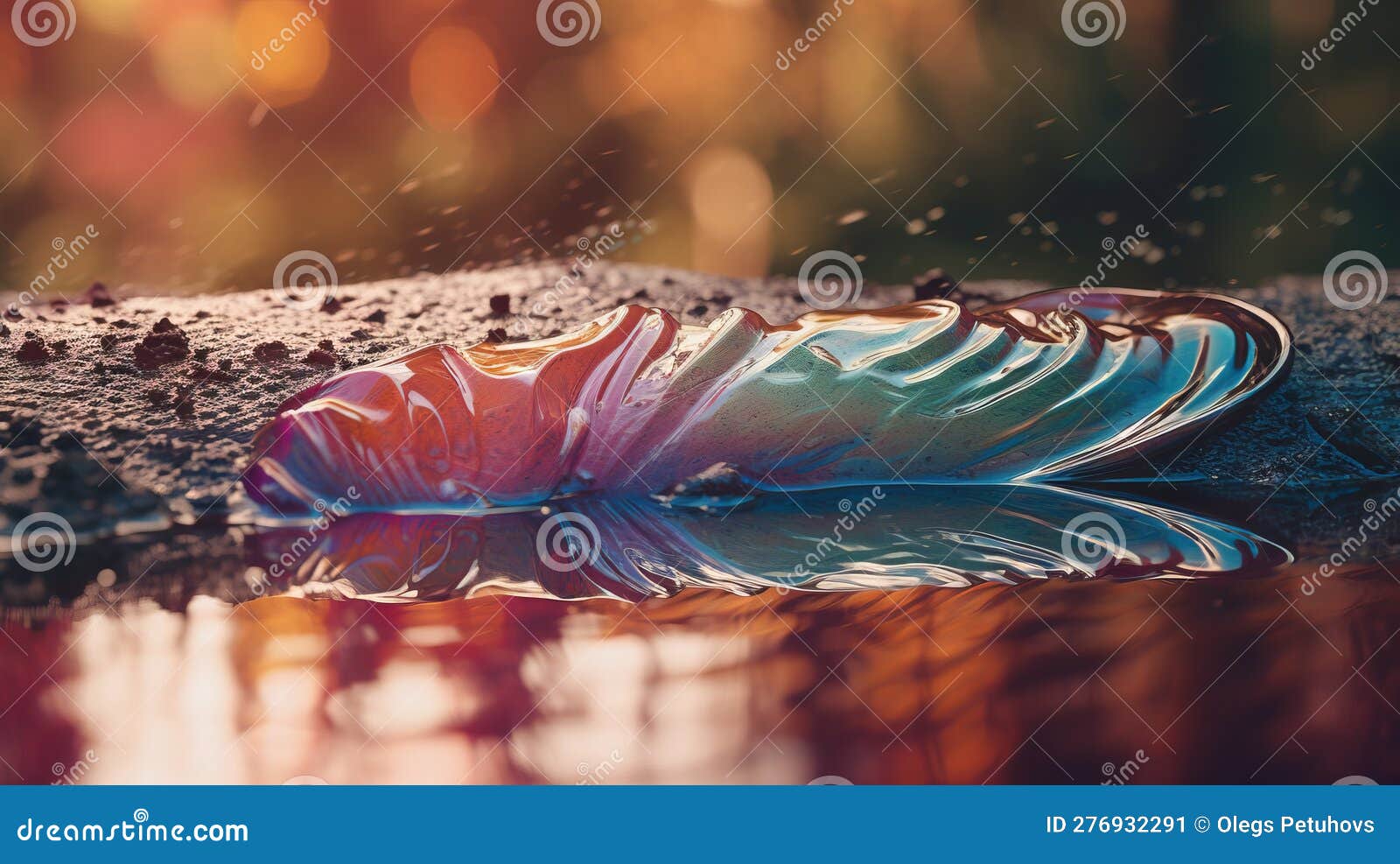 A Colorful Object is Laying on the Ground in the Water and is ...