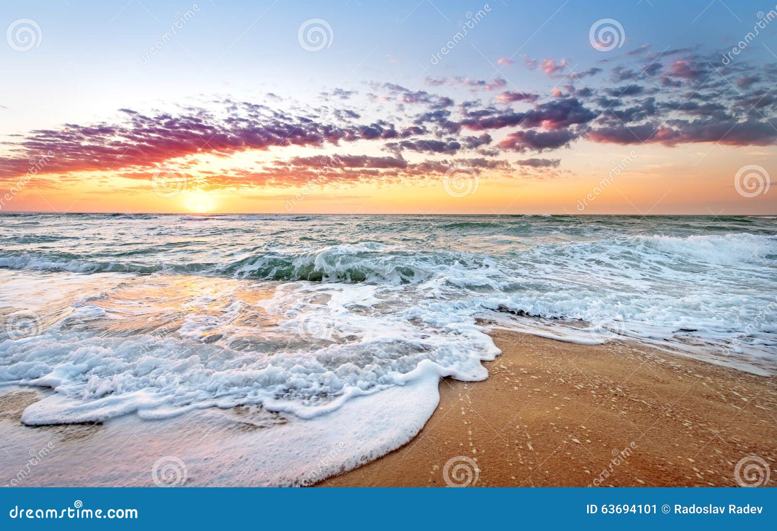 Colorful Ocean Beach Sunrise. Stock Image - Image of france, carmen ...
