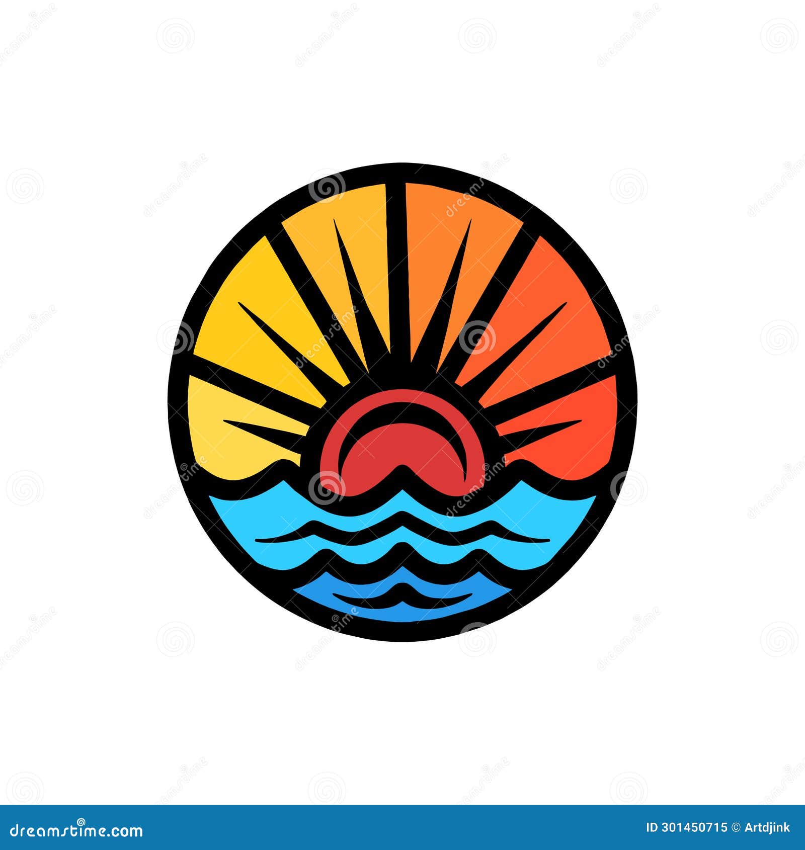 Colorful Ocean Logo Vector Design Illustration Emblem Stock Vector ...