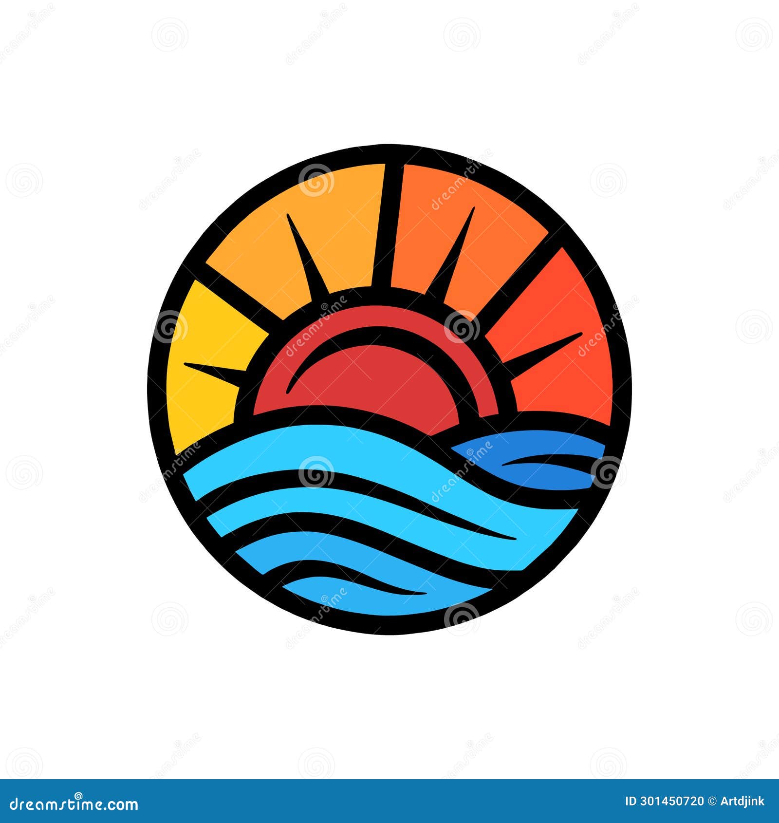 Colorful Ocean Logo Vector Design Illustration Emblem Stock ...
