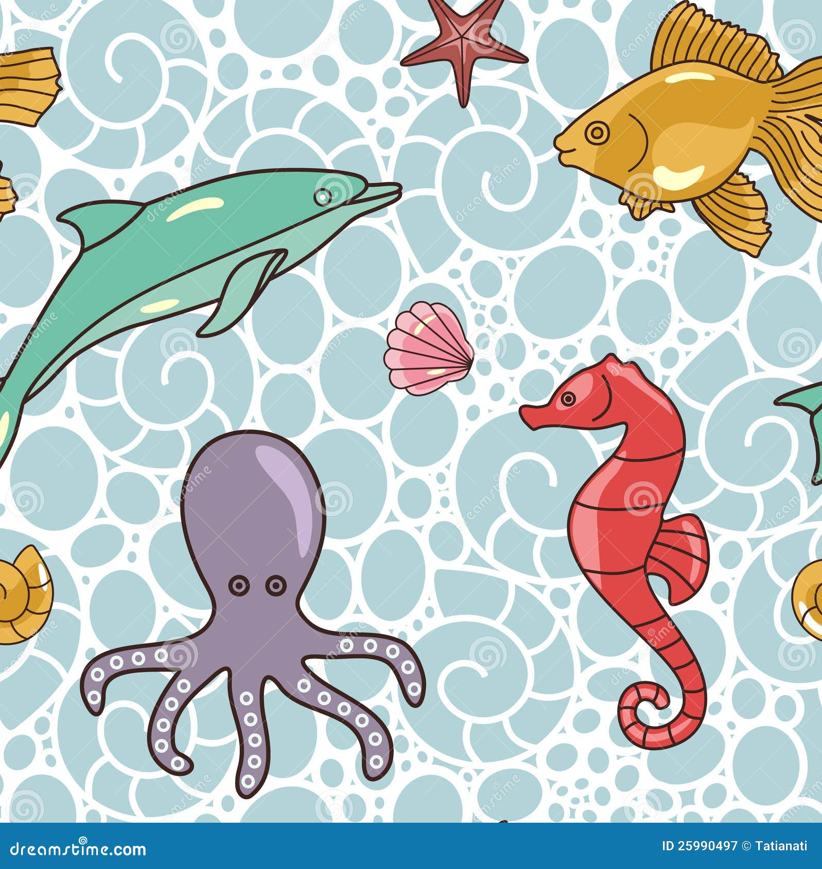 Colorful-ocean-pattern stock vector. Illustration of motif - 25990497