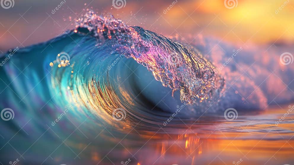 Colorful Ocean Wave at Sunset Stock Photo - Image of nature, ripple ...