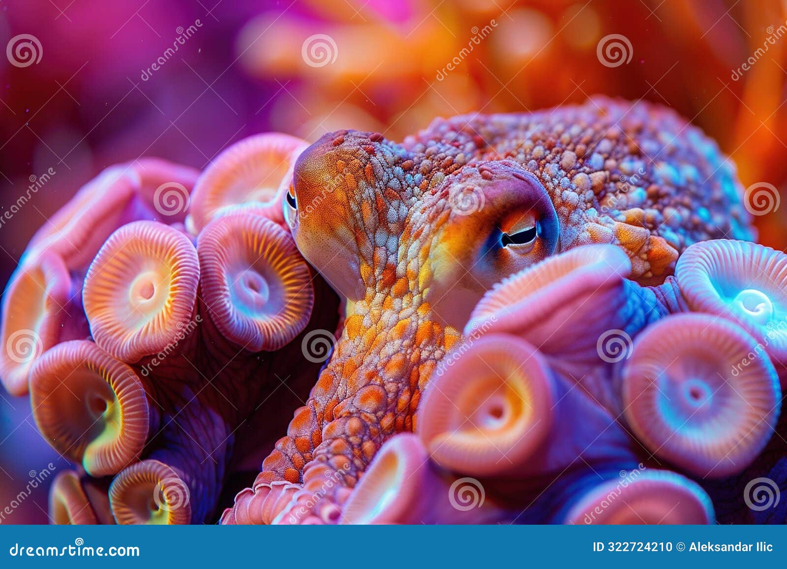 Colorful Octopus at the Corl Reef in the Ocean. Generative Ai Stock ...