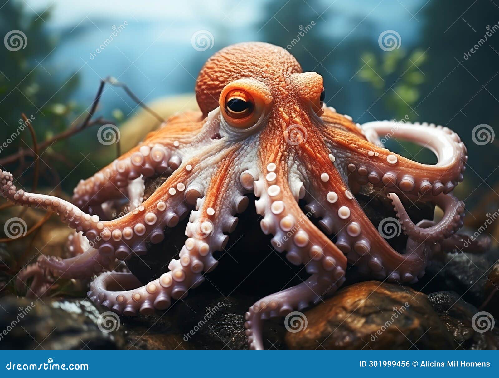 Colorful Octopus in the Ocean. Underwater Life Stock Illustration ...