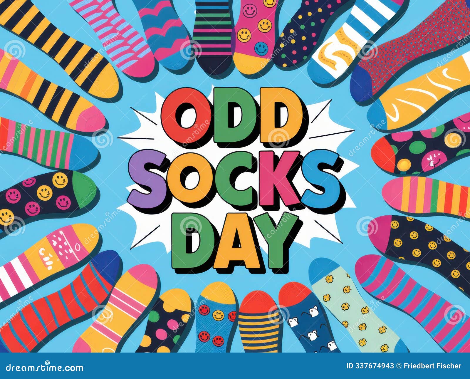Colorful Odd Socks Day Celebration Concept with Bright and Fun ...