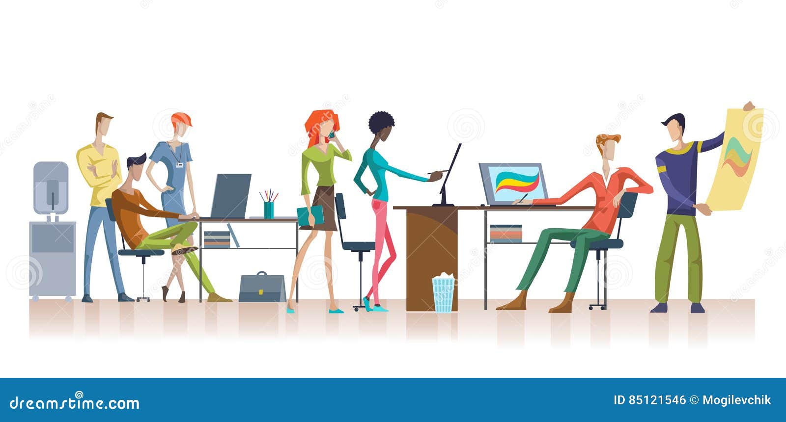 Colorful Office Teamwork Template Stock Vector - Illustration of modern ...