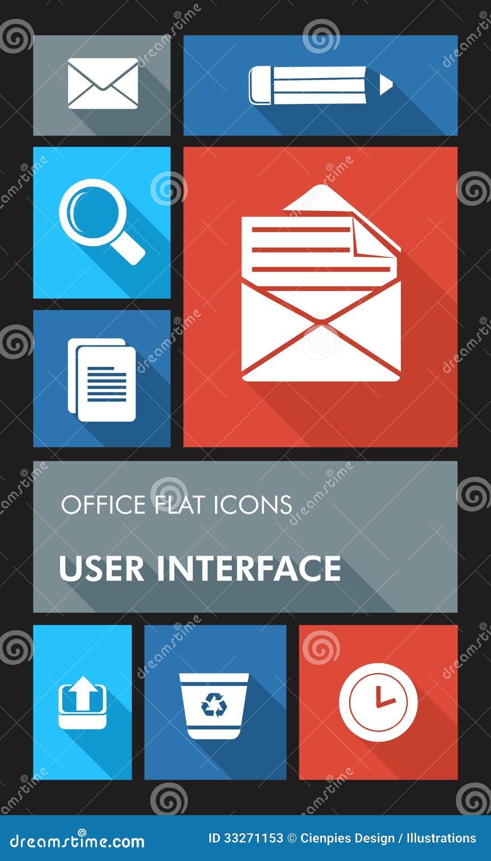 Colorful Office UI Apps User Interface Flat Icons. Stock Vector ...